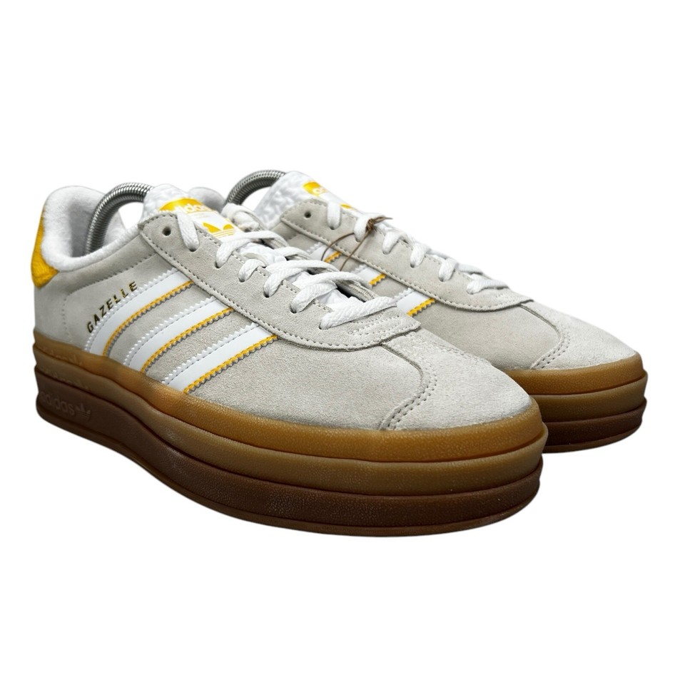 Adidas Gazelle Bold Ivory Cloud White Gold Platform Shoes IH9929 Women ...