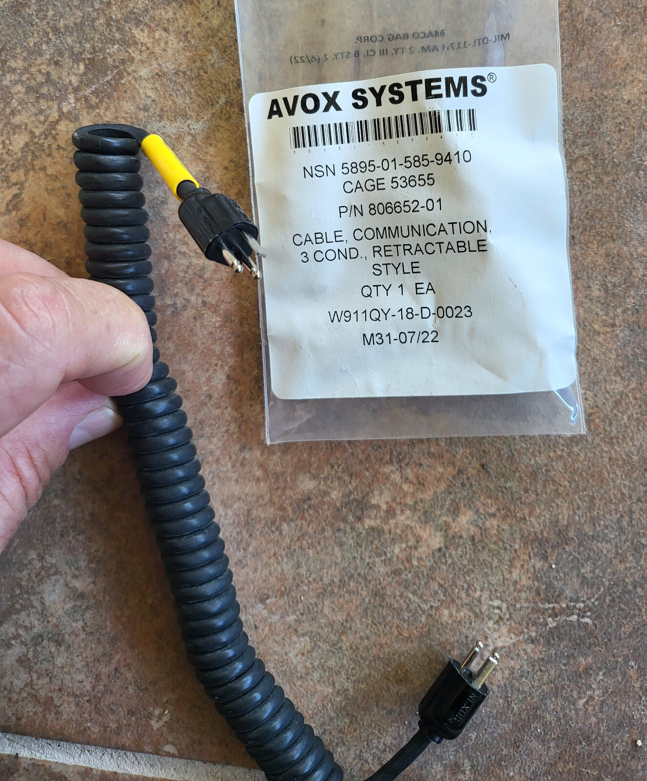 LOT of 5 each Amphenol NEXUS Coiled Cable with 3 Conductors 18 -30 inch ...