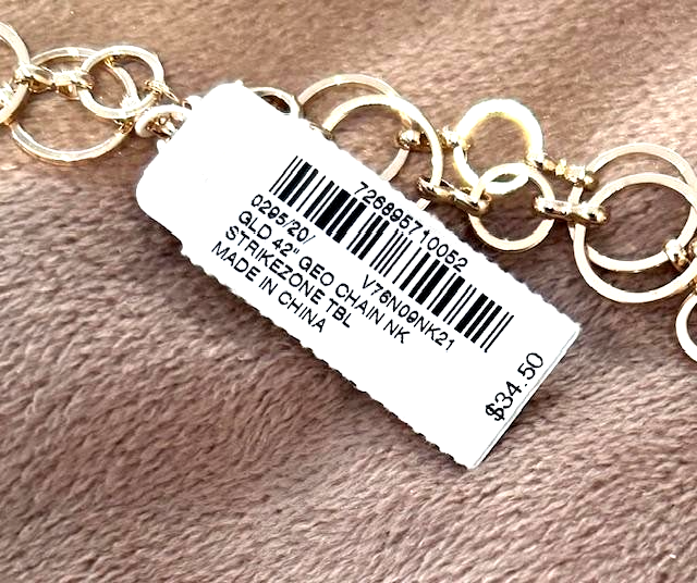 Charter Club Gold Tone Long Necklace | Geo Link Chain 42" Fashion ...