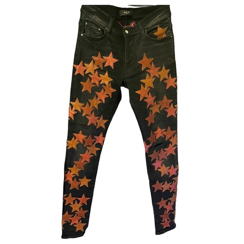 AMIRI Star Leather Patch Skinny Jeans 30 Black Authentic Chemist ...
