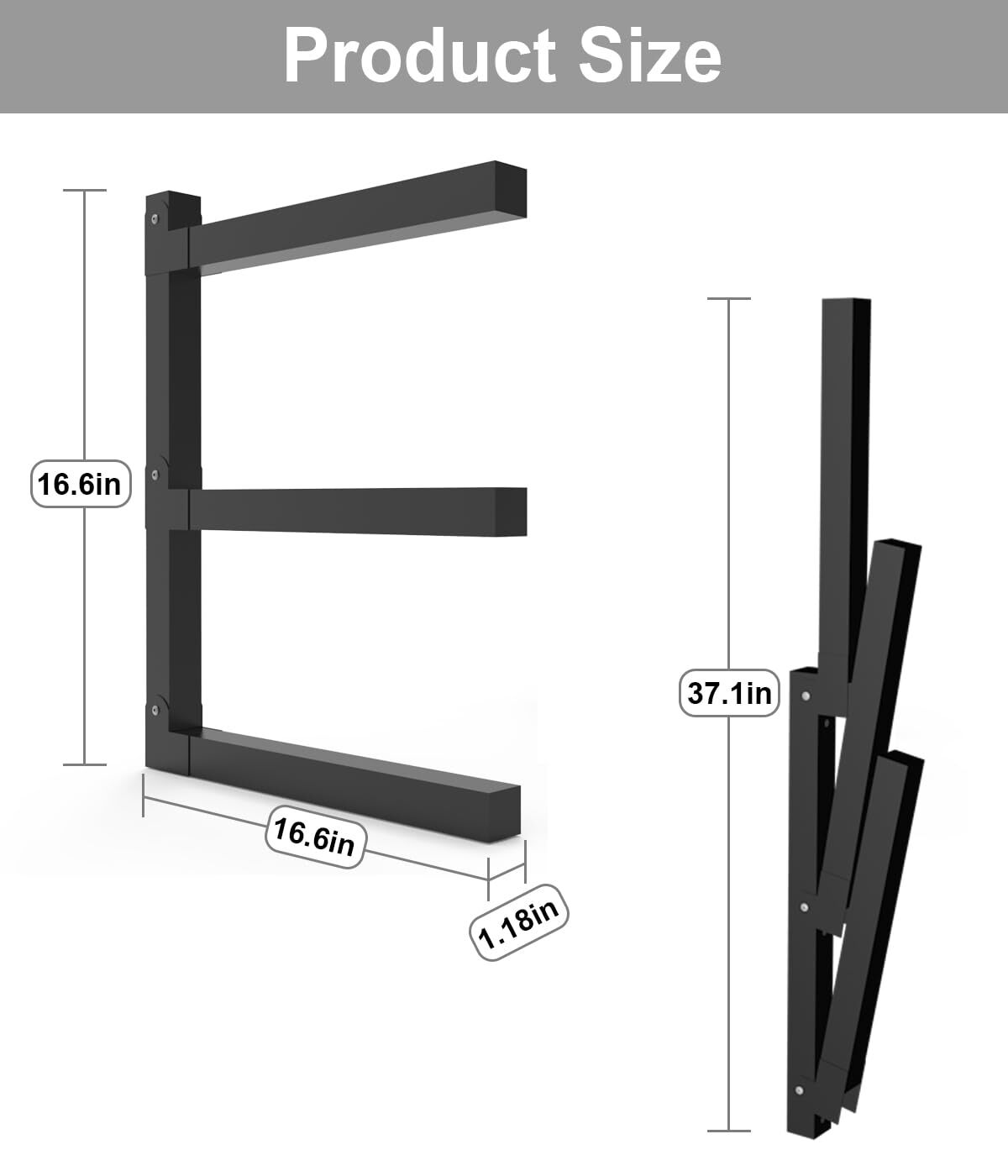 Lumber Storage Metal Rack 3level Wallmounted Organizer And Wood Rack ...