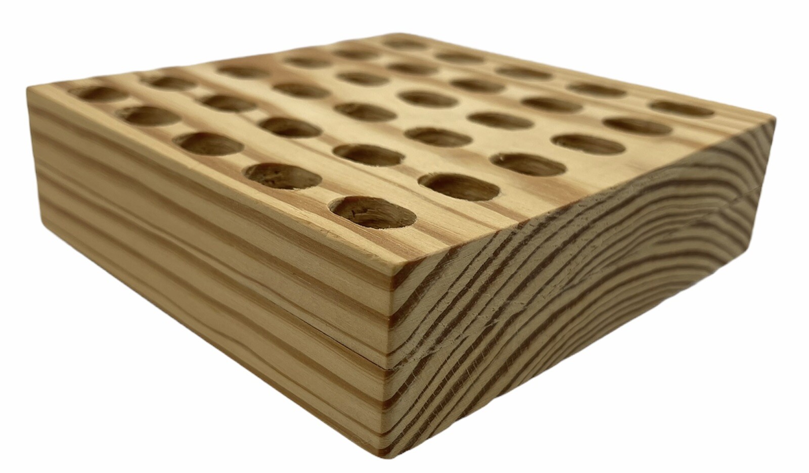 WOOD SQUARE SPIN BLOCK SCISSOR STORAGE 30 Holes Lazy Susan Holder ...