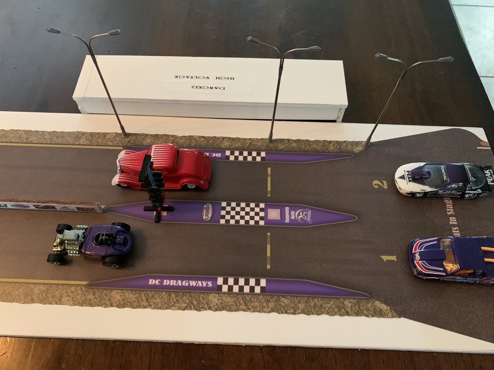 Handmade 1/64 Scale Diorama Lighted Drag Strip and Lighted Grandstand ...