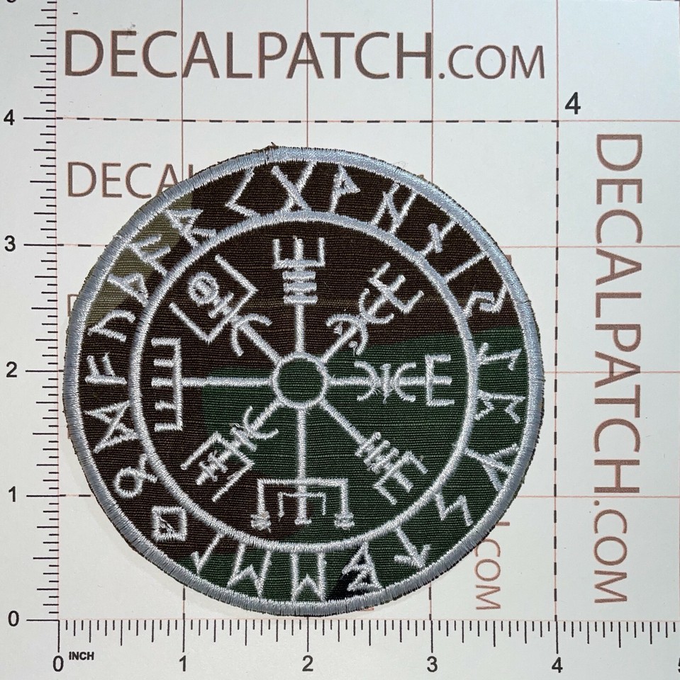 Viking Compass Vegvisir Icelandic Norse Rune Patch Woodland Hook & Iron ...