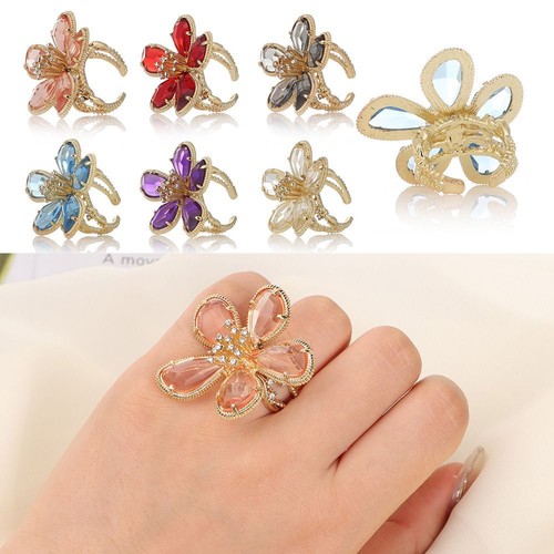 Open Adjustable Big Flower Crystal Ring Rhinestone Flower Fairy Ring | eBay