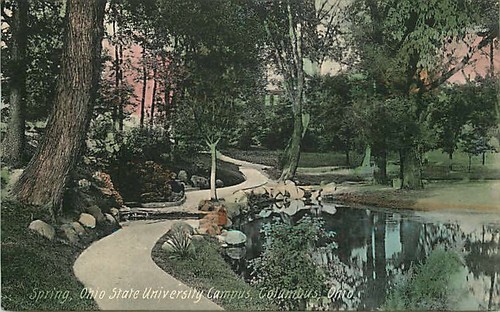 Hand-Colored Postcard OH State University Campus Spring, Columbus, Ohio ...