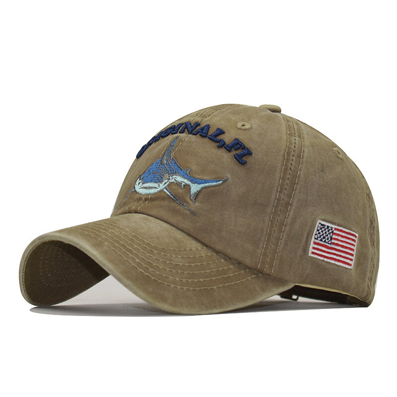 New Washed Embroidered Shark Baseball Cap For Men 2020 Hat Summer ...