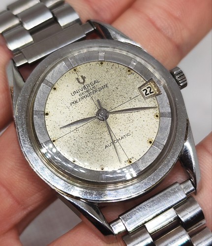 Vintage Genta Universal Geneve Polerouter Date Cal 218-2 Silver Dial ...