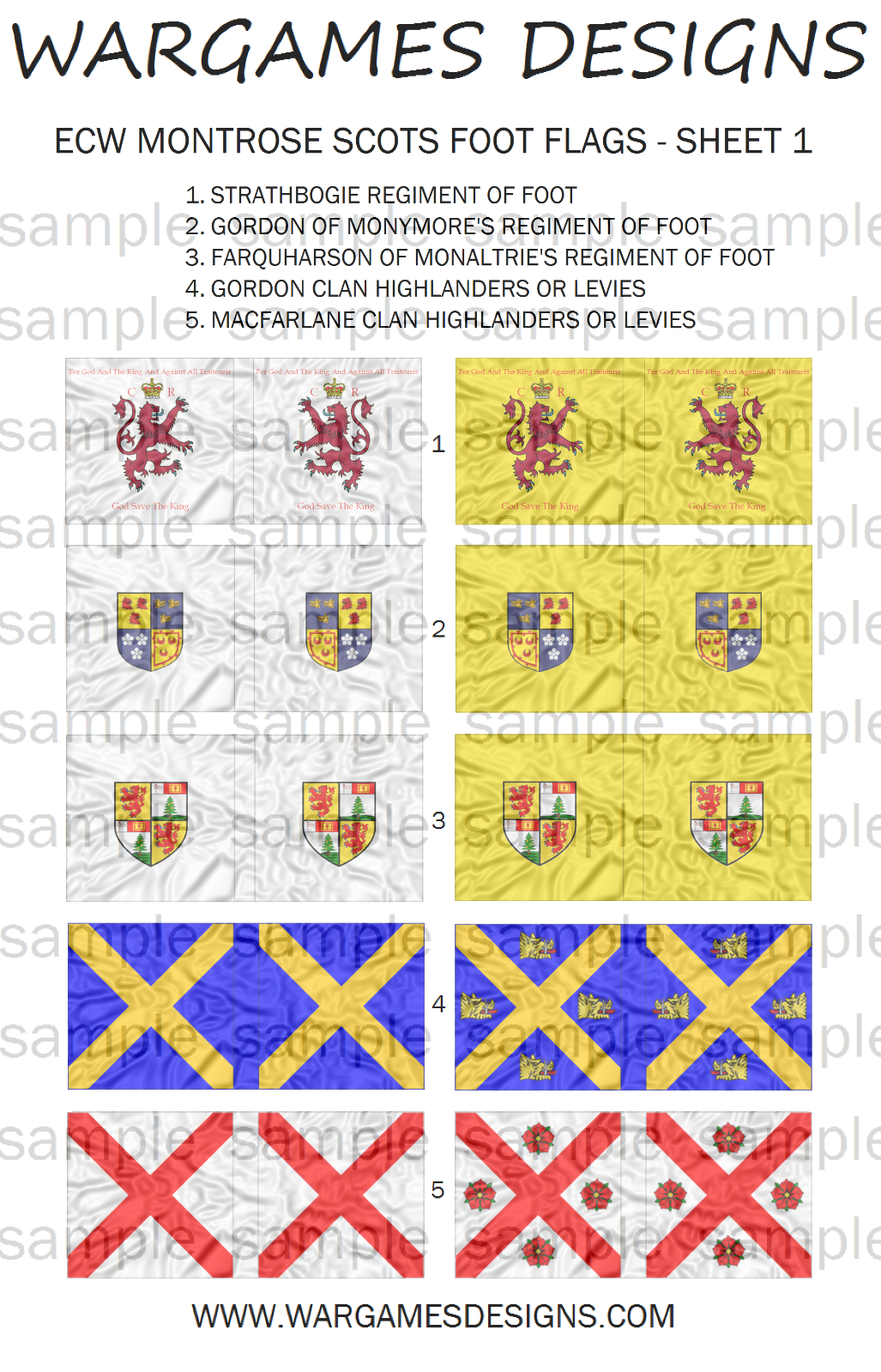 28mm ECW Montrose Scots Foot Flags - Sheet 1 - Pike & Shotte, FOG, DBR ...