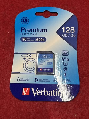 New Verbatim 128GB Premium SDXC Memory Card, UHS-I V10 U1 Class 10 ...