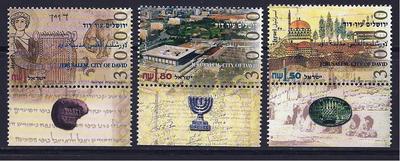 ISRAEL 1995 3 STAMPS BIBLE JERUSALEM CITY OF DAVID 3000 KNESSET ANCIENT ...