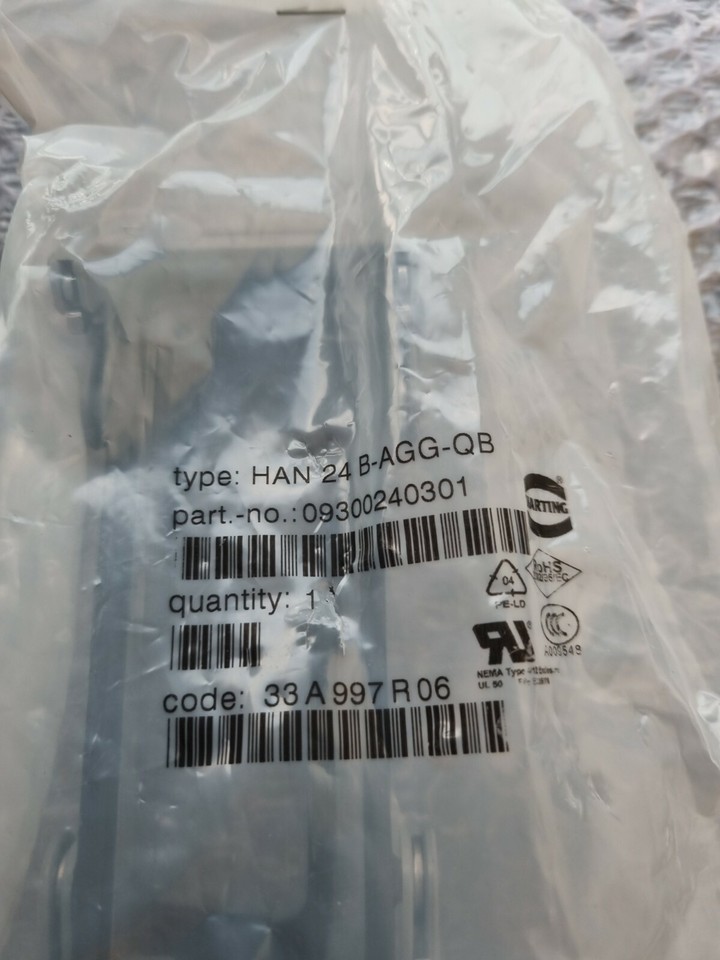 HARTING 09300240301 HAN 24 B-AGG-QB BULKHEAD HOUSING (RS2.2B3) | eBay