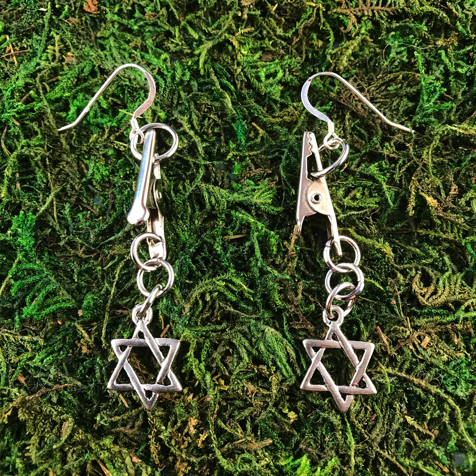 HOTI Hemp Handmade Star of David Charms Roach Clip Earrings Isreal ...