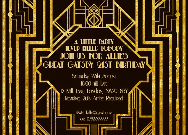 Great Gatsby Party Invitations From The Movie