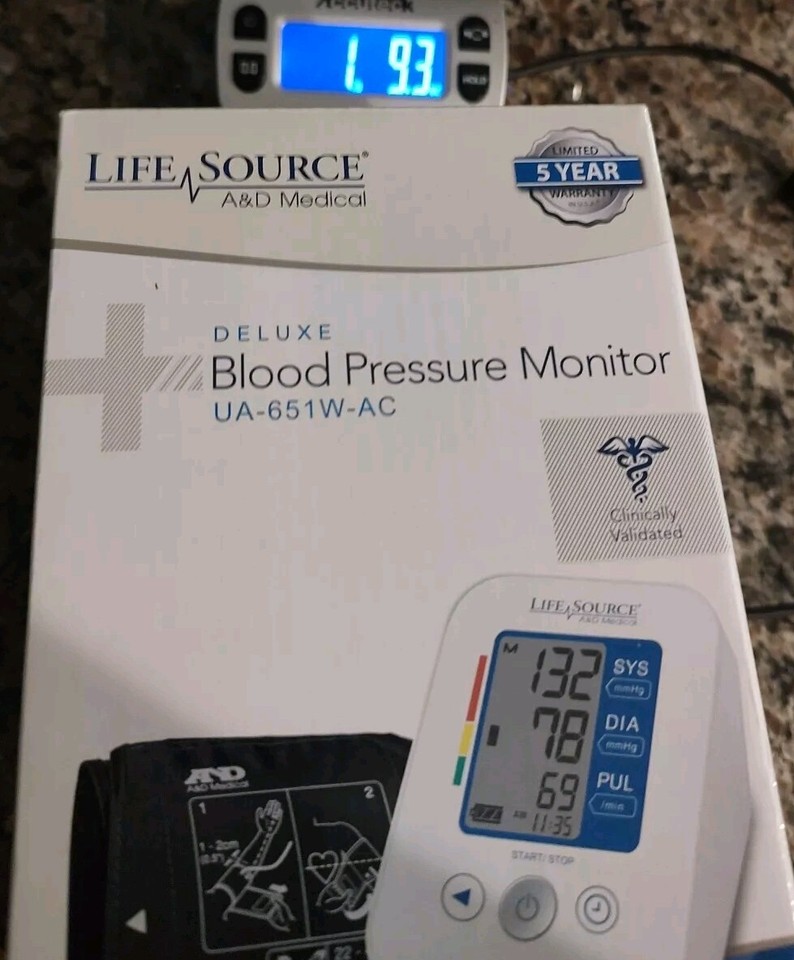 New A+D Medical Life Source UA-651W-AC Blood Pressure Monitor Deluxe Plus Size | eBay