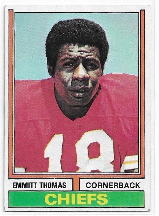 EMMITT THOMAS 1974 Topps Football card #381 Kansas City Chiefs EX+/NR ...