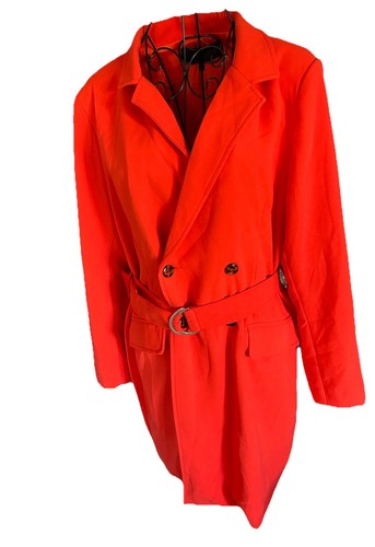 Women’s Kendall & Kylie Overcoat Size 8/10 Red Orange Jacket W/belt ...