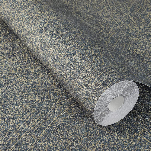 Rasch Metallic Shimmer Industrial Concrete Blue & Gold Textured ...