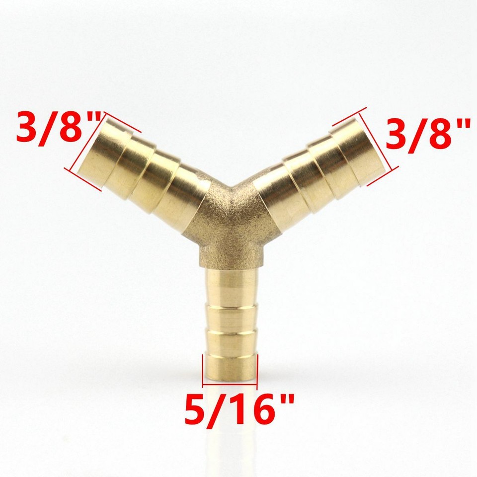 Y 3-Way Brass Fitting Hose Barb Reducer Splicer Pipe Tubing Connector ...