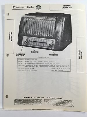 Vintage Photofact Folder 8pg. 1949 Aircastle radio Model 212. A38 | eBay