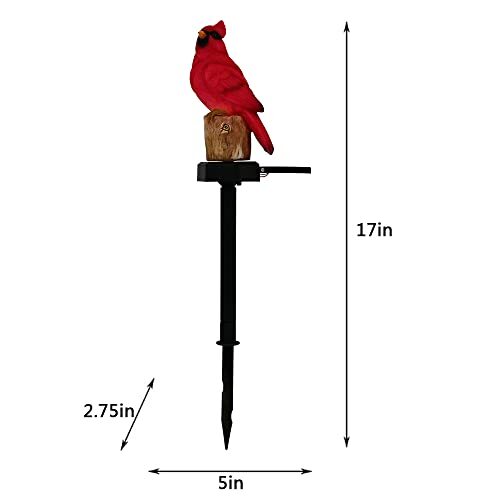 Cardinal Garden Decor Bird Figurine Solar Light Outdoor Stake Patio ...