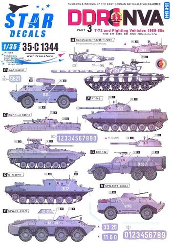 Star Decals 1/35 DDR NVA EAST GERMAN NATIONAL VOLKSARMEE Part 3 T-72 ...