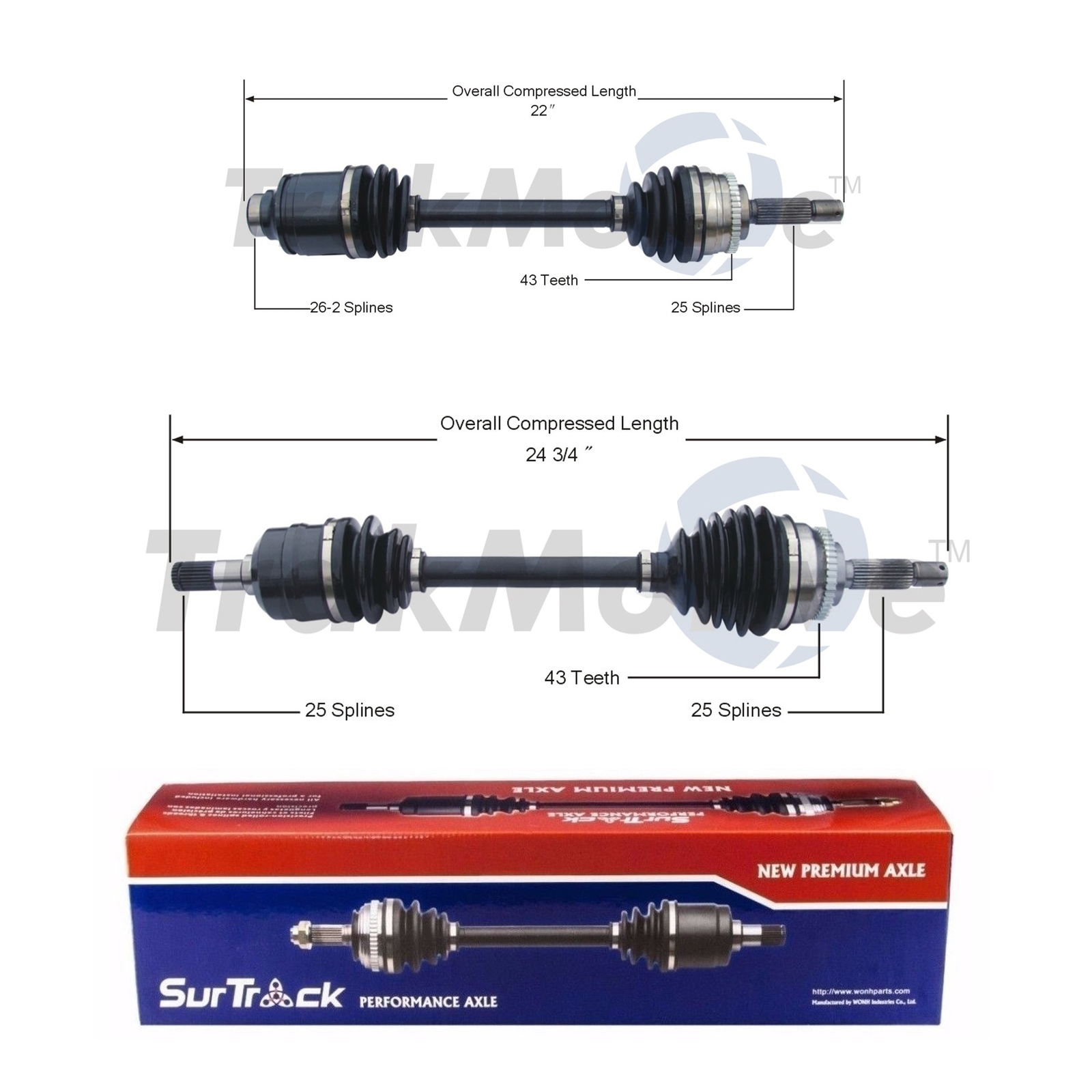 SurTrack Pair Set 2 Front CV Axle Shafts For Eagle Talon Mitsubishi ...