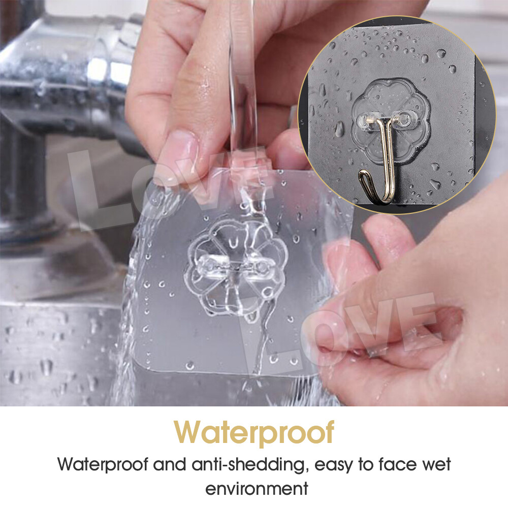 Clear Seamless Removable Adhesive Hooks Strong Stick Wall Hook Kitchen ...