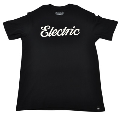 Electric Visual Cursive Tee Black White Discounted Screenprint Men's T ...