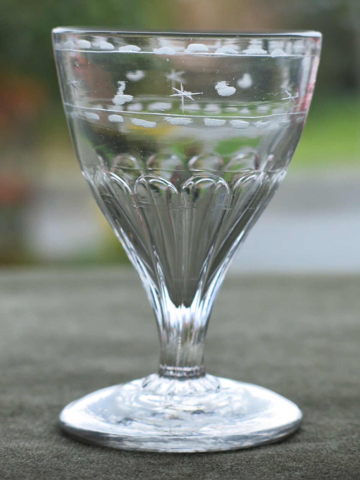 Antique Georgian Glass Rummer c1780 Conical Petal Moulded Engraved Bowl ...