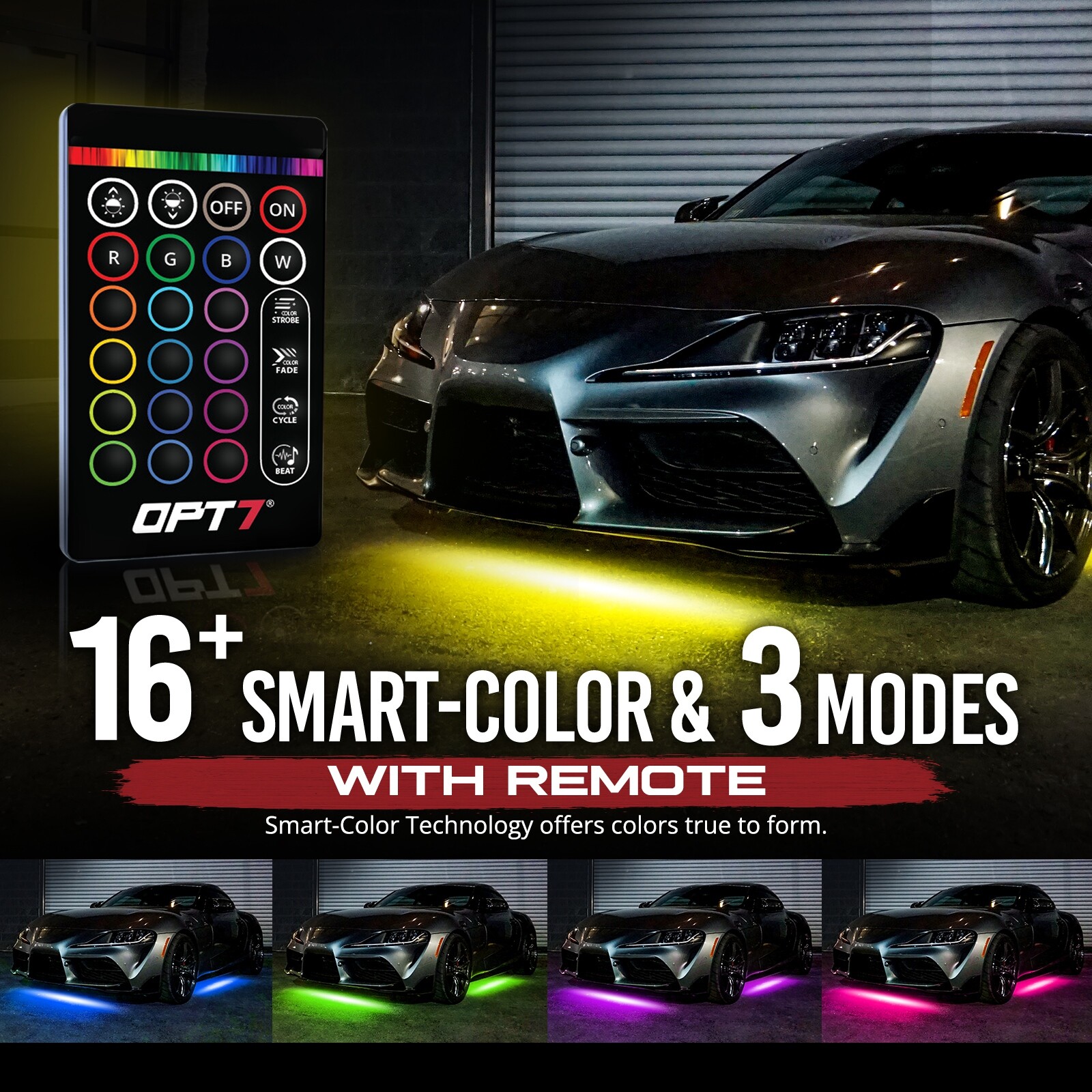 OPT7 Aura All-Color LED Underglow Car Lighting Kit with SoundSync Music ...
