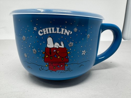 Peanuts Snoopy "Chillin" Ceramic Soup Mug With Vented Lid | Holds 24 ...