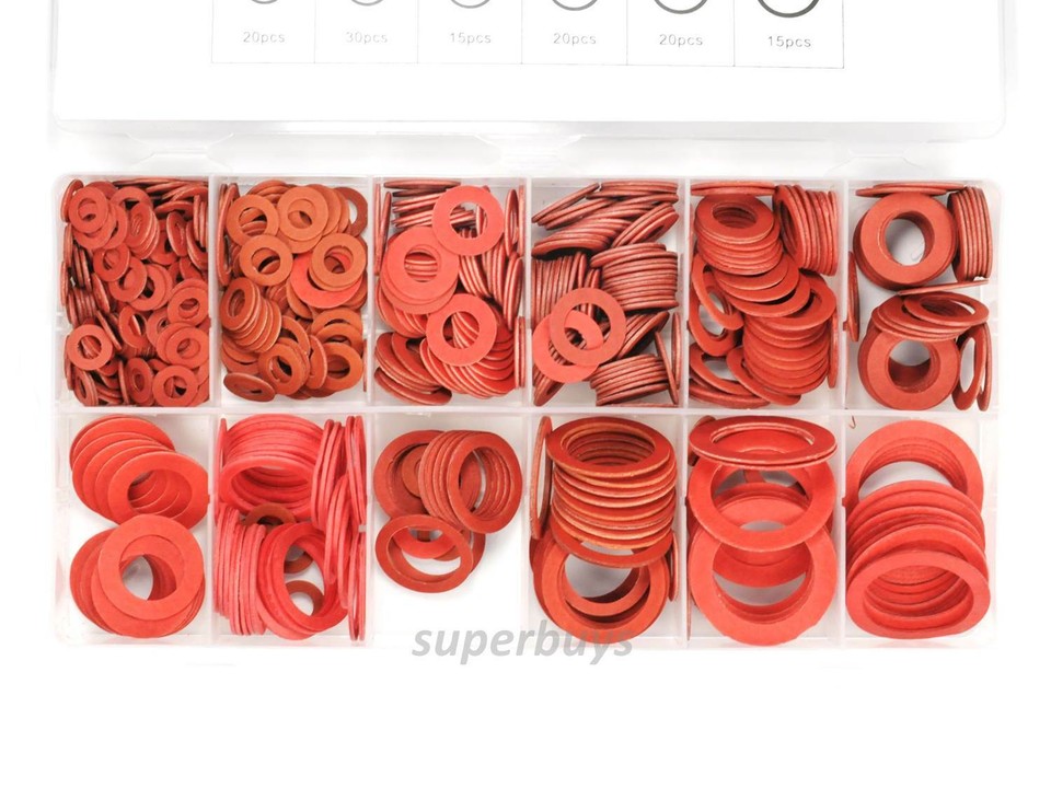 600pcs 12 Sizes Round Vulcanized Fibre Washer Gasket Insulation Paper ...