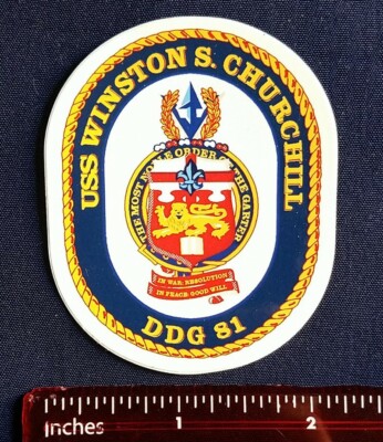 USS Winston S Churchill DDG 81 Destroyer Navy Ship Crest Mini Sticker ...
