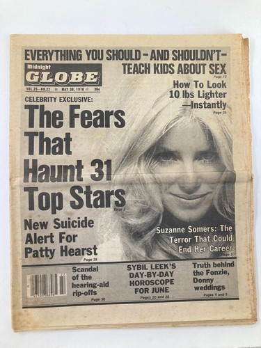 Midnight Globe Tabloid May 30 1978 Vol 25 #22 Suzanne Somers & Sybil ...
