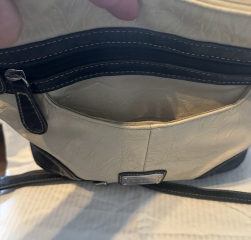 Stone & Co. Leather Crossbody Purse Two-Toned Black and Beige | eBay