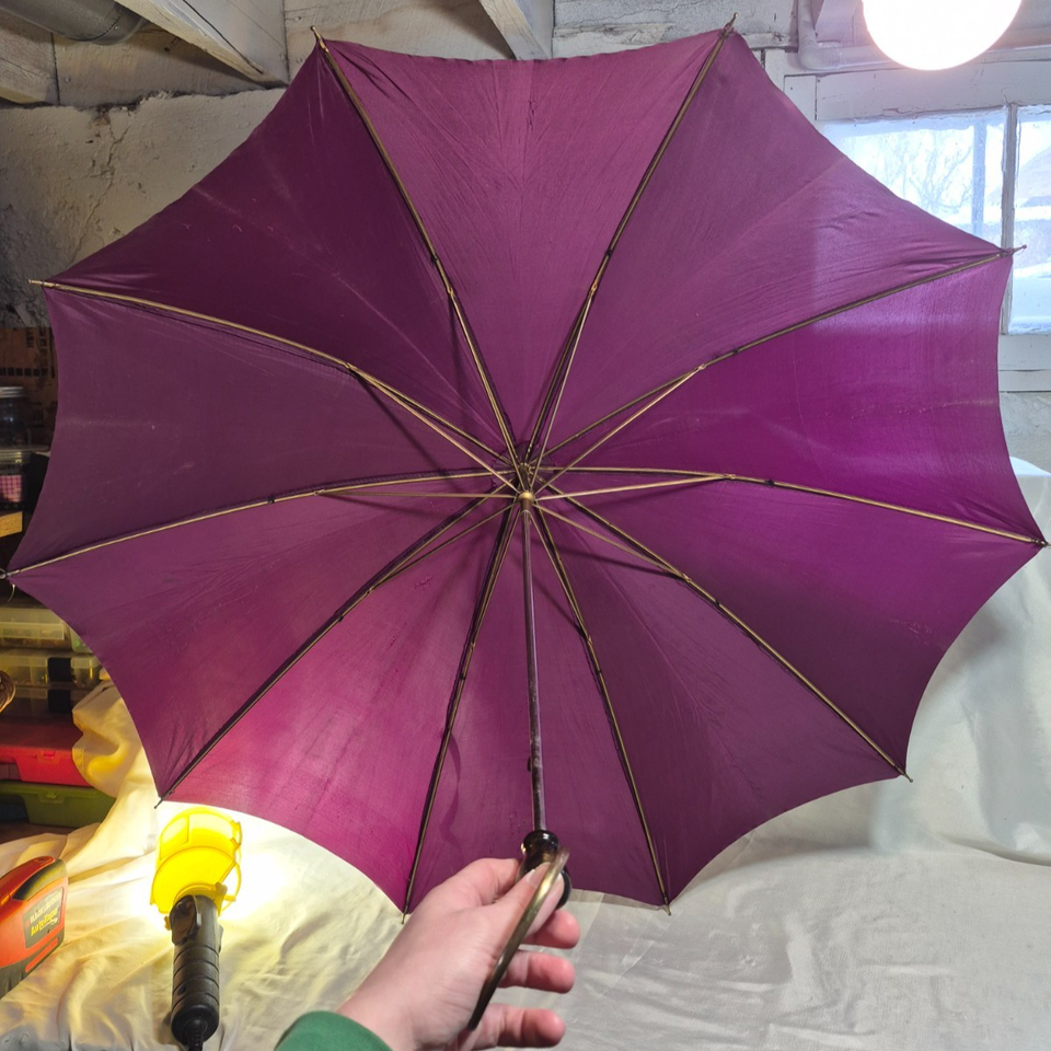 Vintage Purple Parasol Umbrella Metal Handle Metal Frame Victorian ...