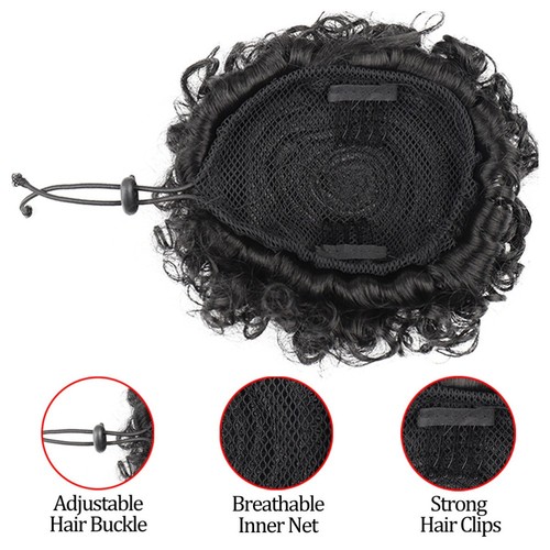 2 Pcs Afro Curly Bun Hair Wigs Adjustable Child Miss Buns for Women | eBay