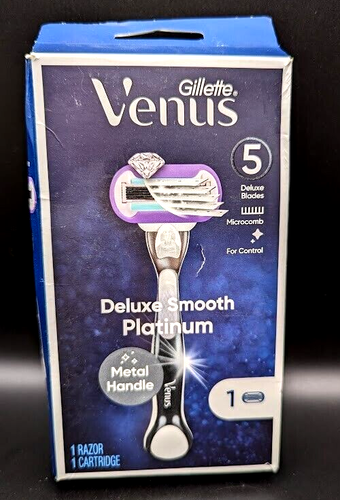Gillette Venus Platinum Deluxe Smooth Women's Razor + Cartridge Metal ...