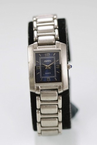 Aspen Watch Women Silver Stainless Steel Water Resistant Battery Blue ...