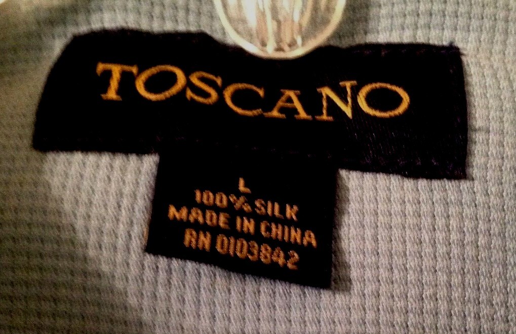 Toscano Shirt Light Blue Large Button Front Short Sleeves 100% Silk ...