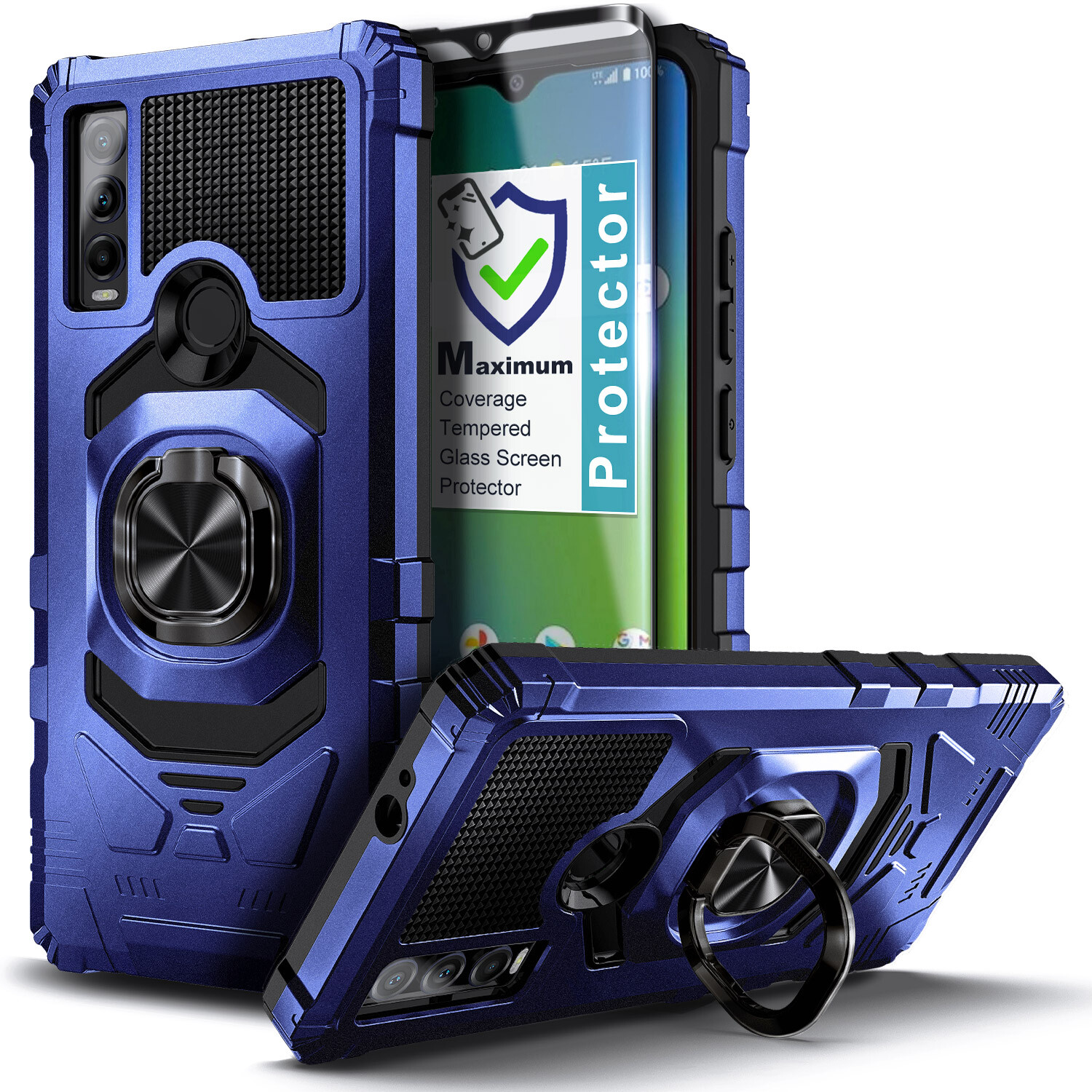 For AT&T Motivate Max Case Shockproof Ring Stand Phone Cover with ...