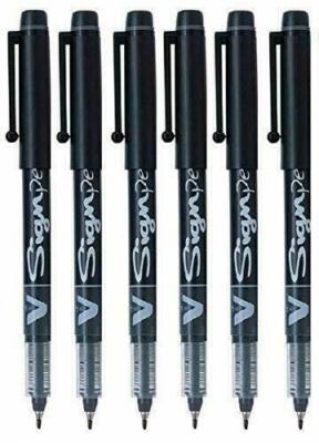 Pilot Black V Sign Pen Liquid Ink Medium 2mm Nib Tip 0.6 Line Width ...