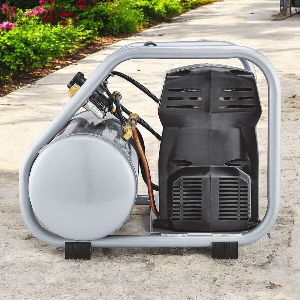 4 Gallon Jobsite Air Compressor 1.5 HP 200 PSI Ultra Quiet Oil Free ...