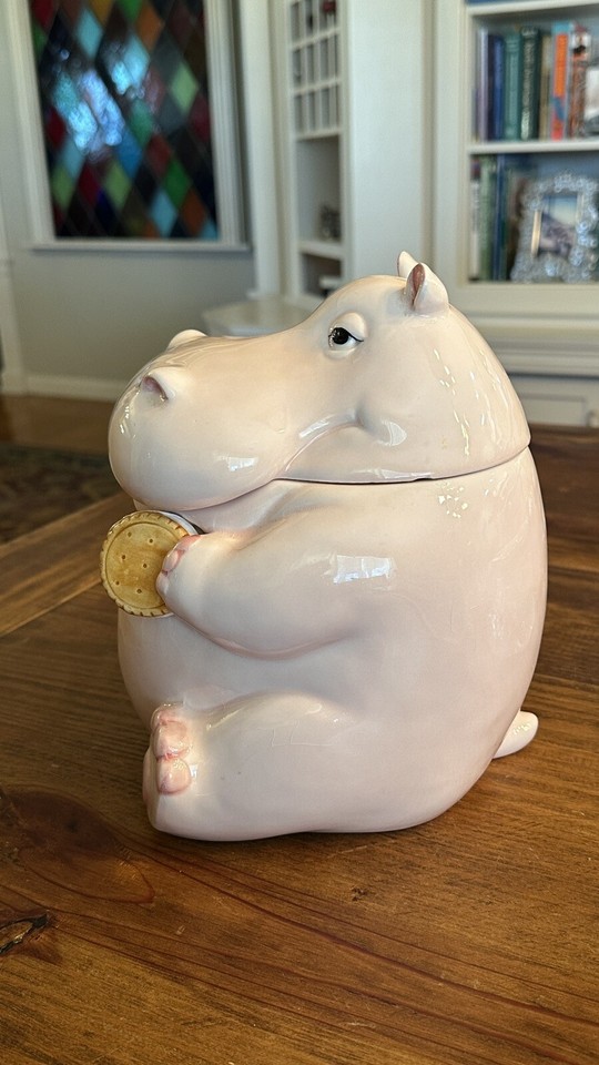 RARE HTF PRECIOUS Fitz And Floyd Pink Hippo Cookie Jar 1980 | eBay