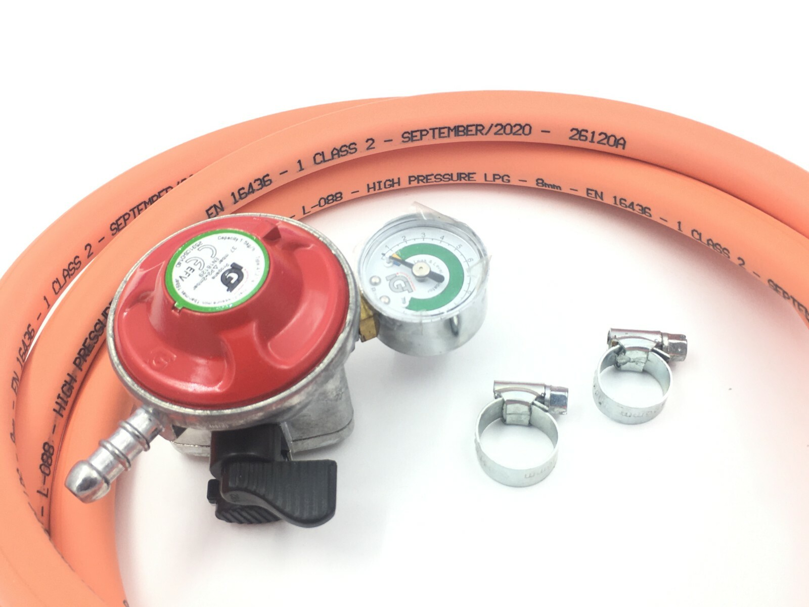 IGT 27mm Propane Gas Clip On Regulator With Gauge - 1 Metre Hose Pipe ...
