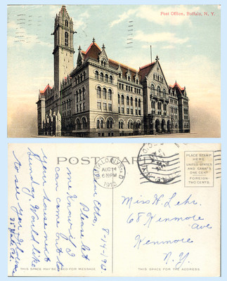 Post Office Buffalo New York 1912 Building Postcard Architecture | eBay
