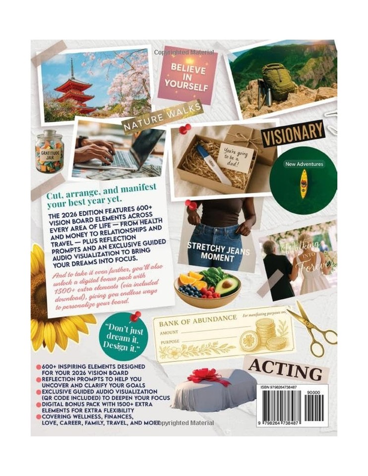2026 Vision Board Clip Art Book: 600+ Powerful Pictures, Quotes, Words ...