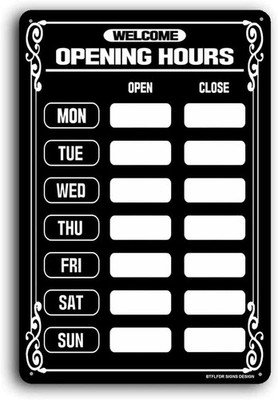 Opening Hours Sign, Aluminum Business Hours Tin Metal Signs Operation ...