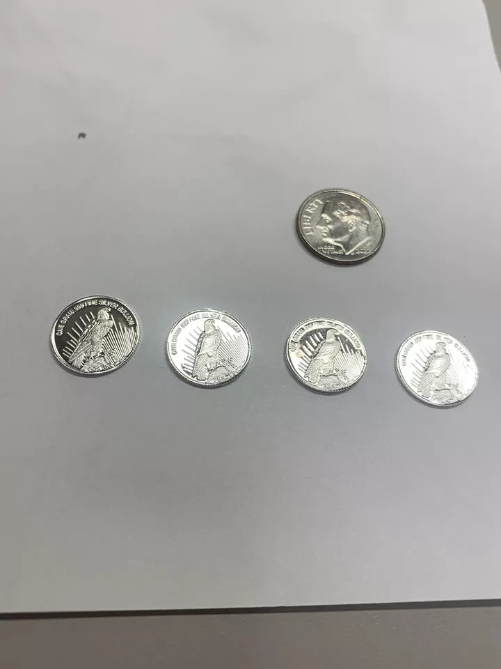 PEACE DOLLAR mini coins 4-PACK of 1 gram silver coins, 4 Silver, 1 Gram ...